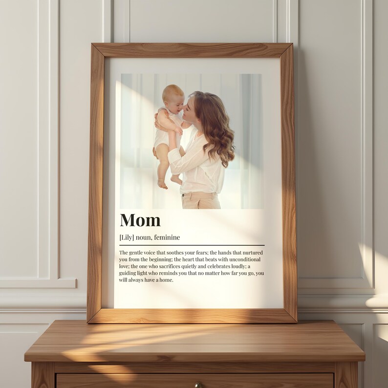 Mom Definition Print, Custom Mother Photo Poster, Personalized Mom Wall ...