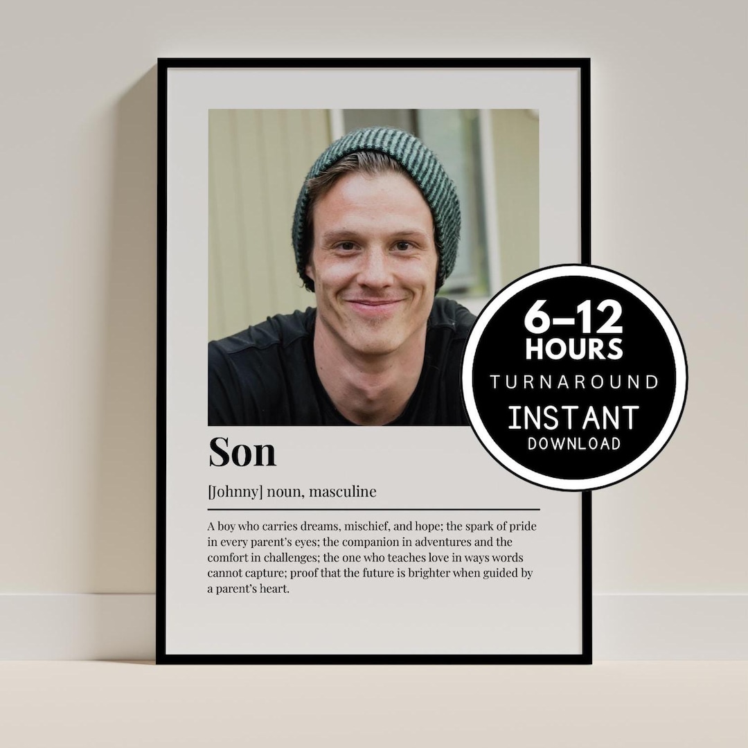 PERSONALIZED SON Definition Print, Customized Print With Photo, Son ...