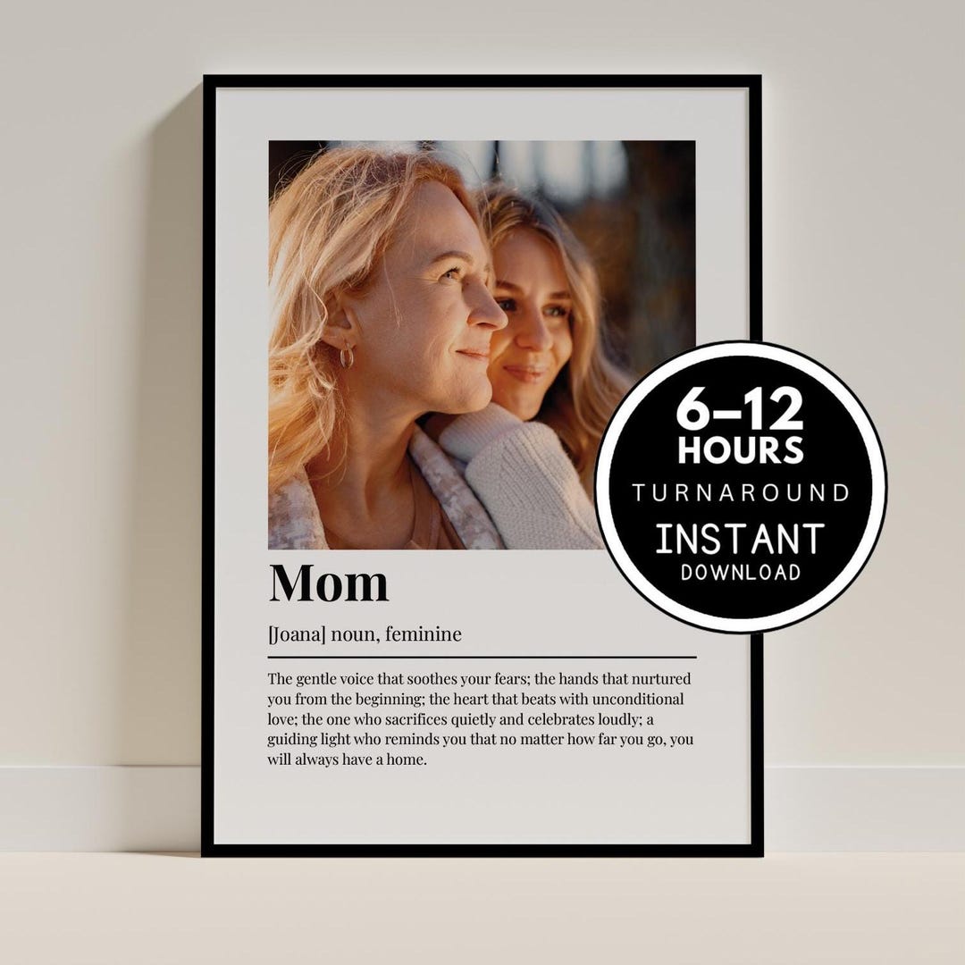 Mom Definition Print, Custom Mother Photo Poster, Personalized Mom Wall ...