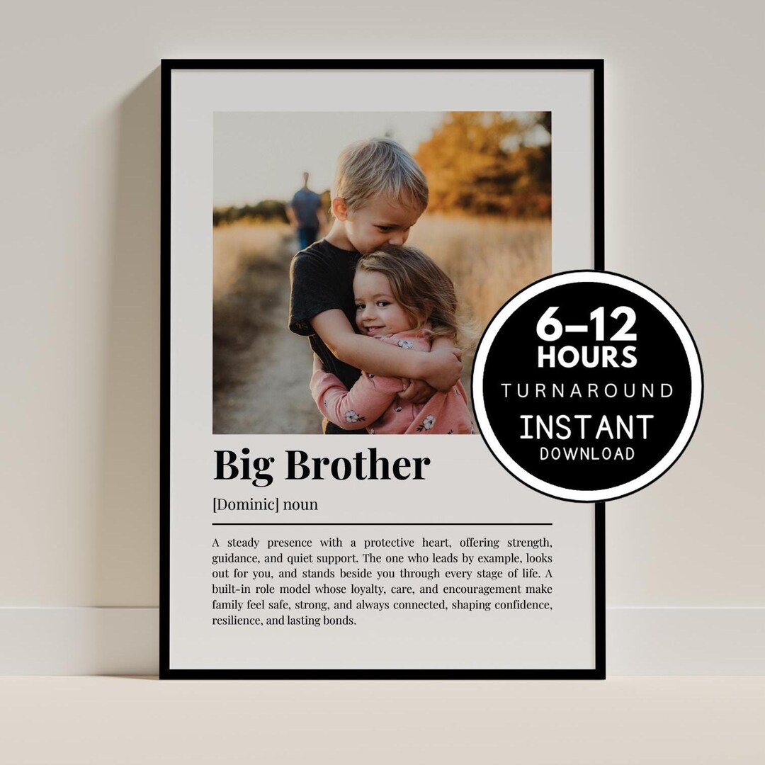Big Brother Definition Print, Personalized Brother Photo Poster, Custom ...