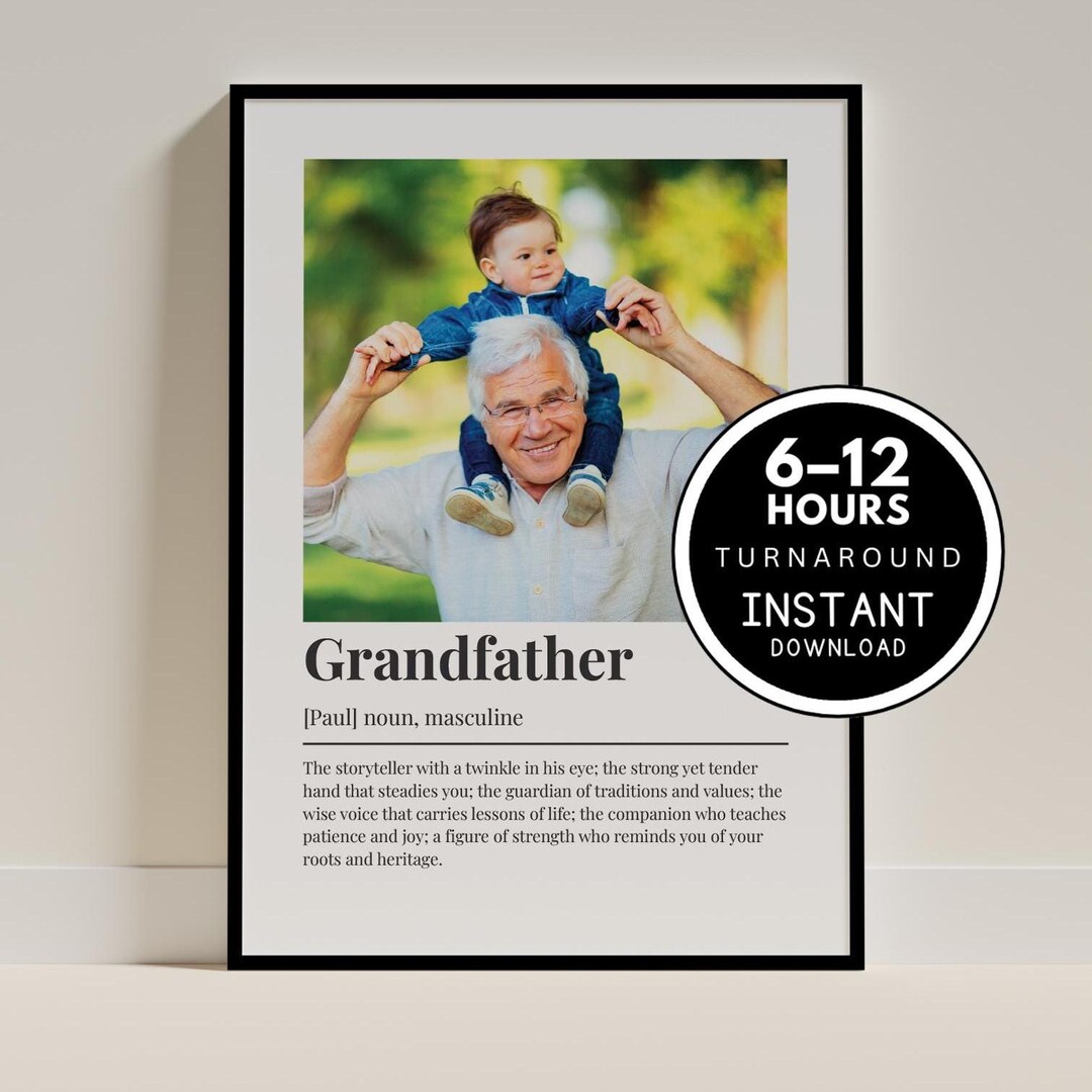 Grandfather Definition Print, Custom Grandpa Photo Poster, Personalized ...