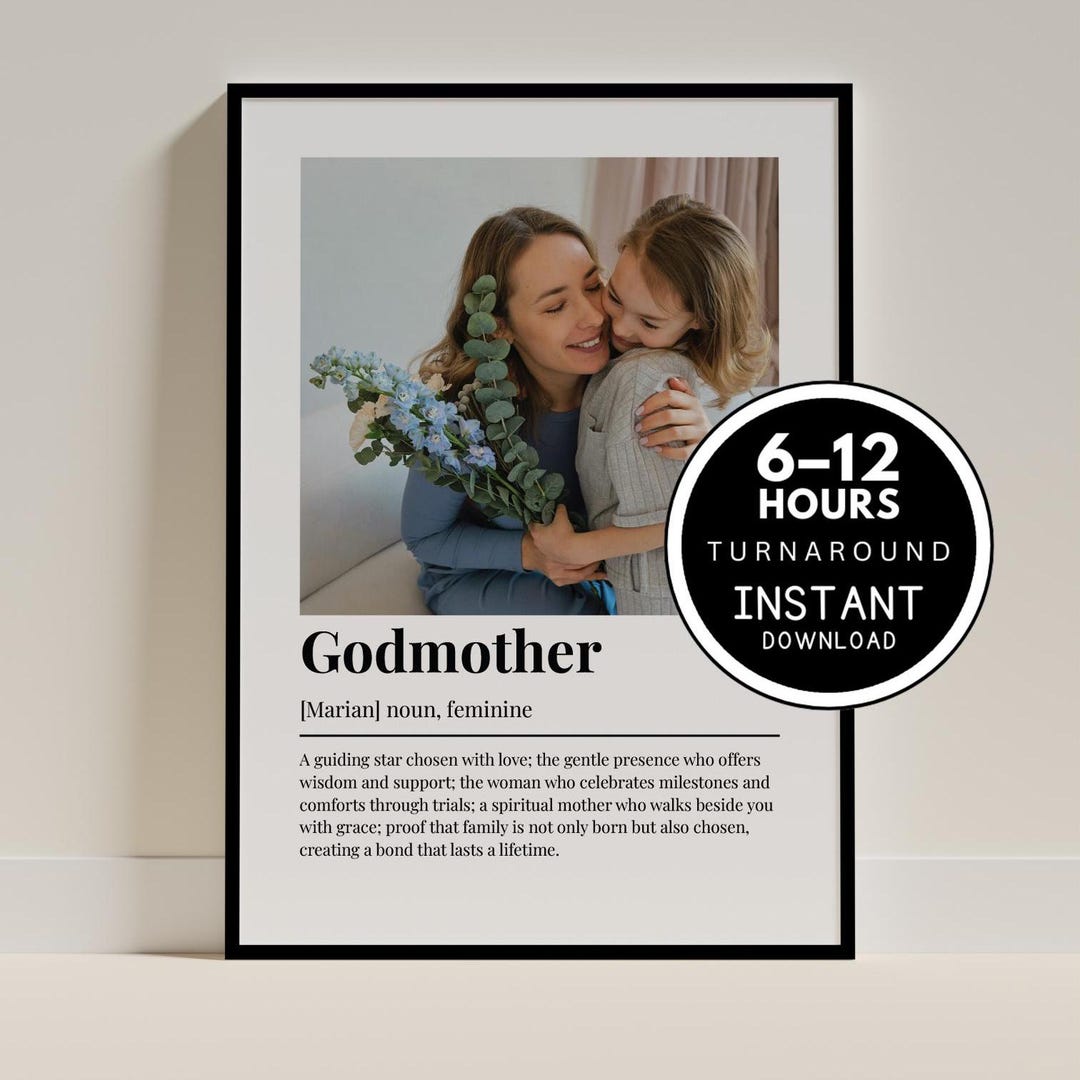 PERSONALIZED GODMOTHER Definition Print, Customized Print With Photo ...
