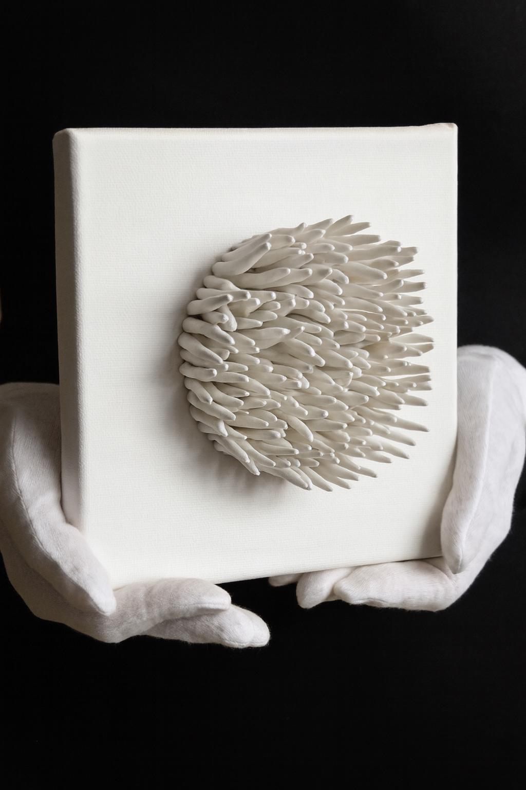 Textured Cream 3D Coral Clay Sculpture: Minimalist Coastal Ocean Wall ...