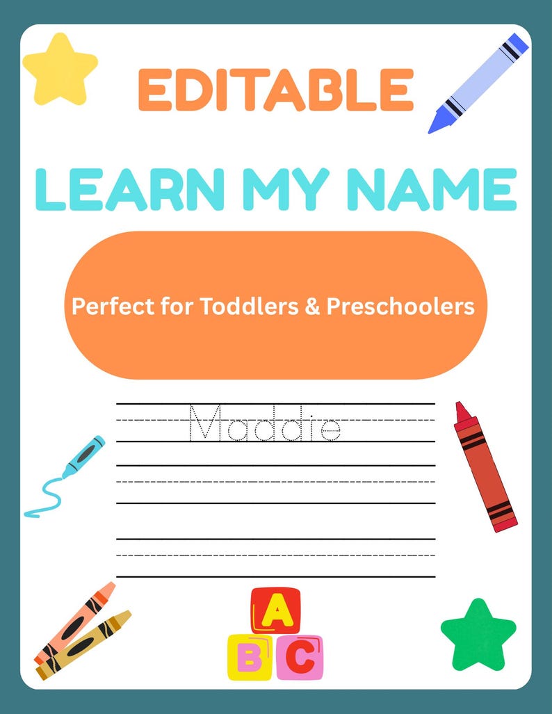 Editable Name Tracing Worksheet for Kids – Learn My Name Preschool ...