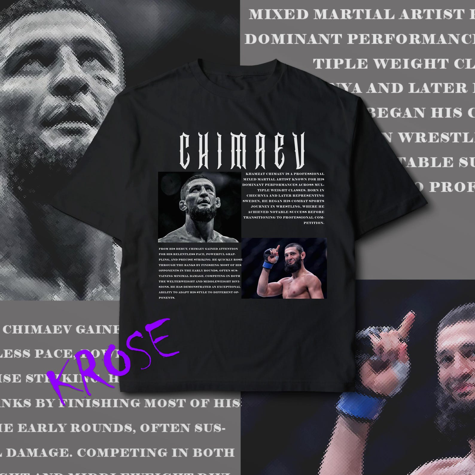 Khamzat Chimaev 'the Wolf' MMA Fighter Oversized T-shirt - Etsy