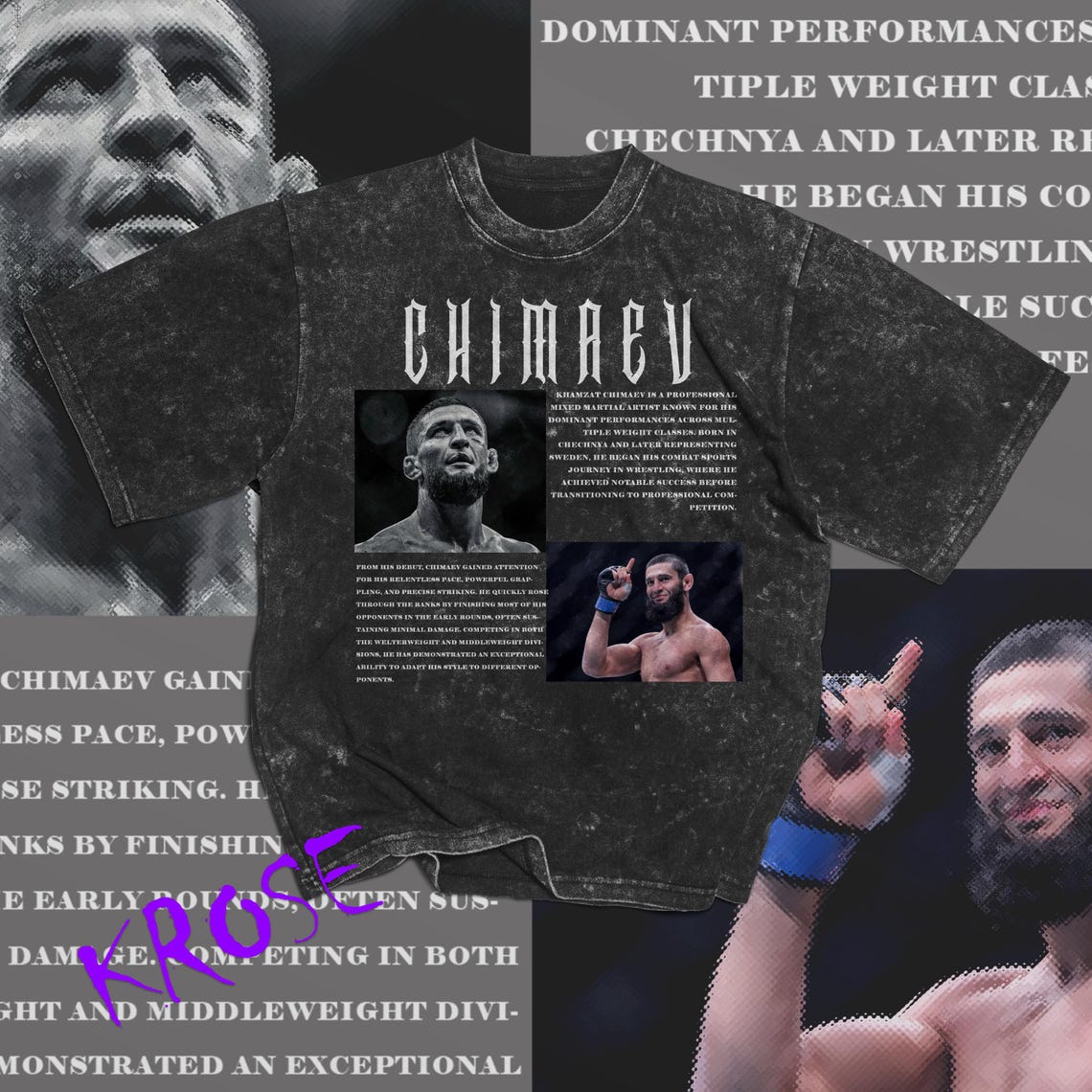 Khamzat Chimaev 'the Wolf' MMA Fighter Oversized T-shirt - Etsy
