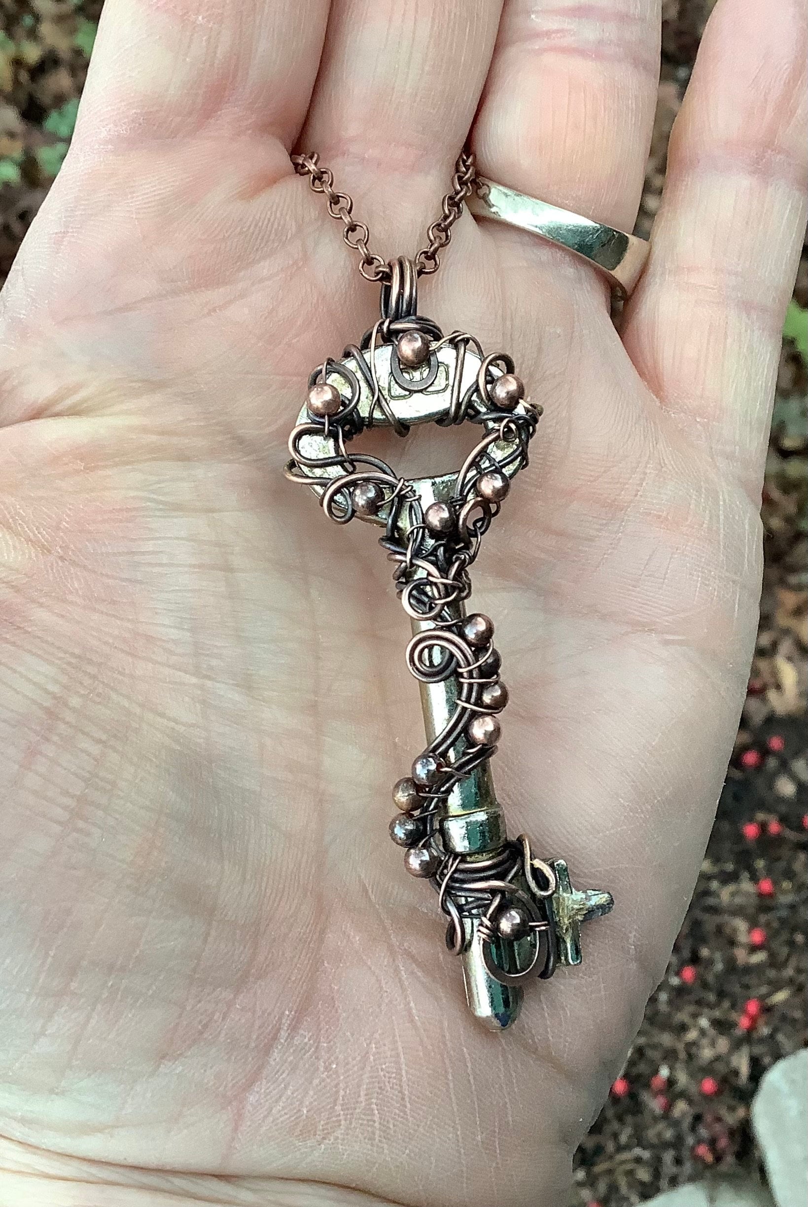 Vintage Antique Entwinded Key Wrapped in Oxidized Copper Wire With ...