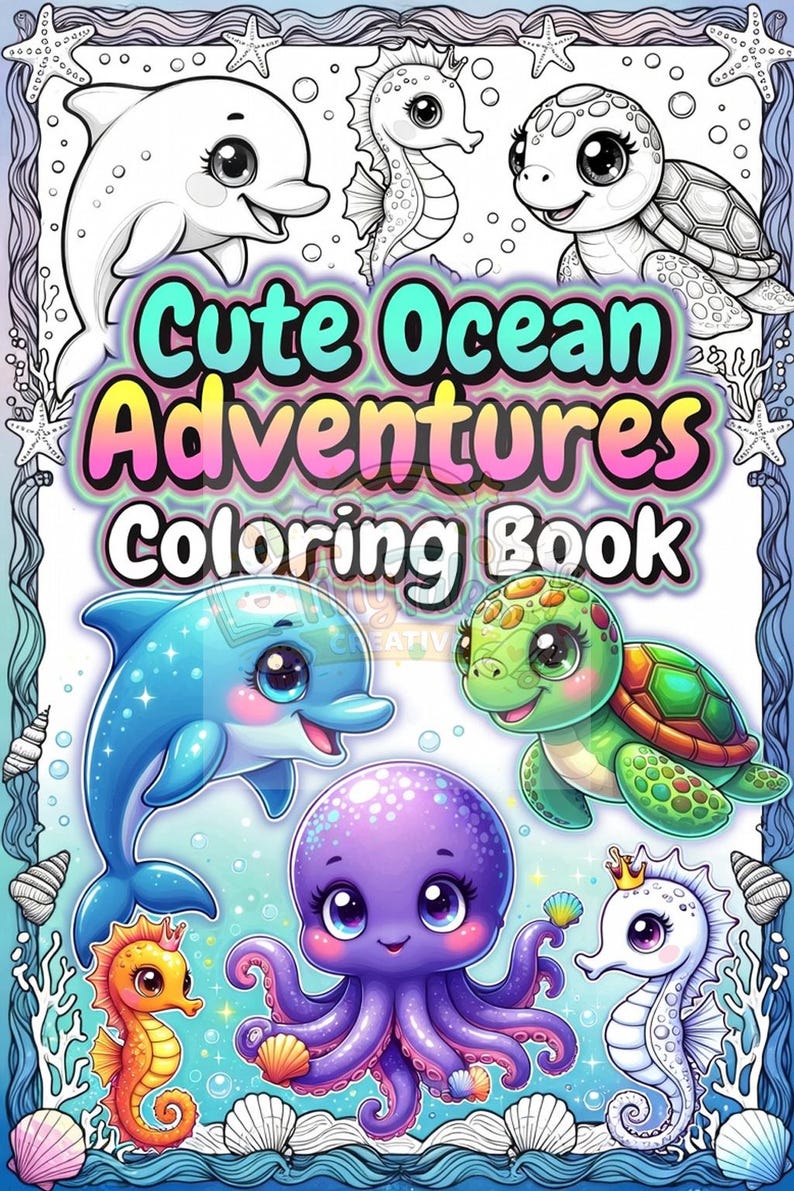 Ocean Animals Coloring Book, Sea Life, 20 Printable Pages (PDF Download ...