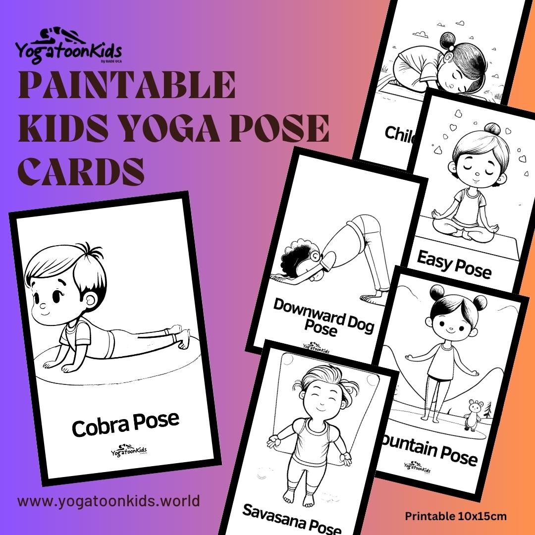 Kids Yoga Pose Cards: Printable Coloring Activity (english Version, PDF ...