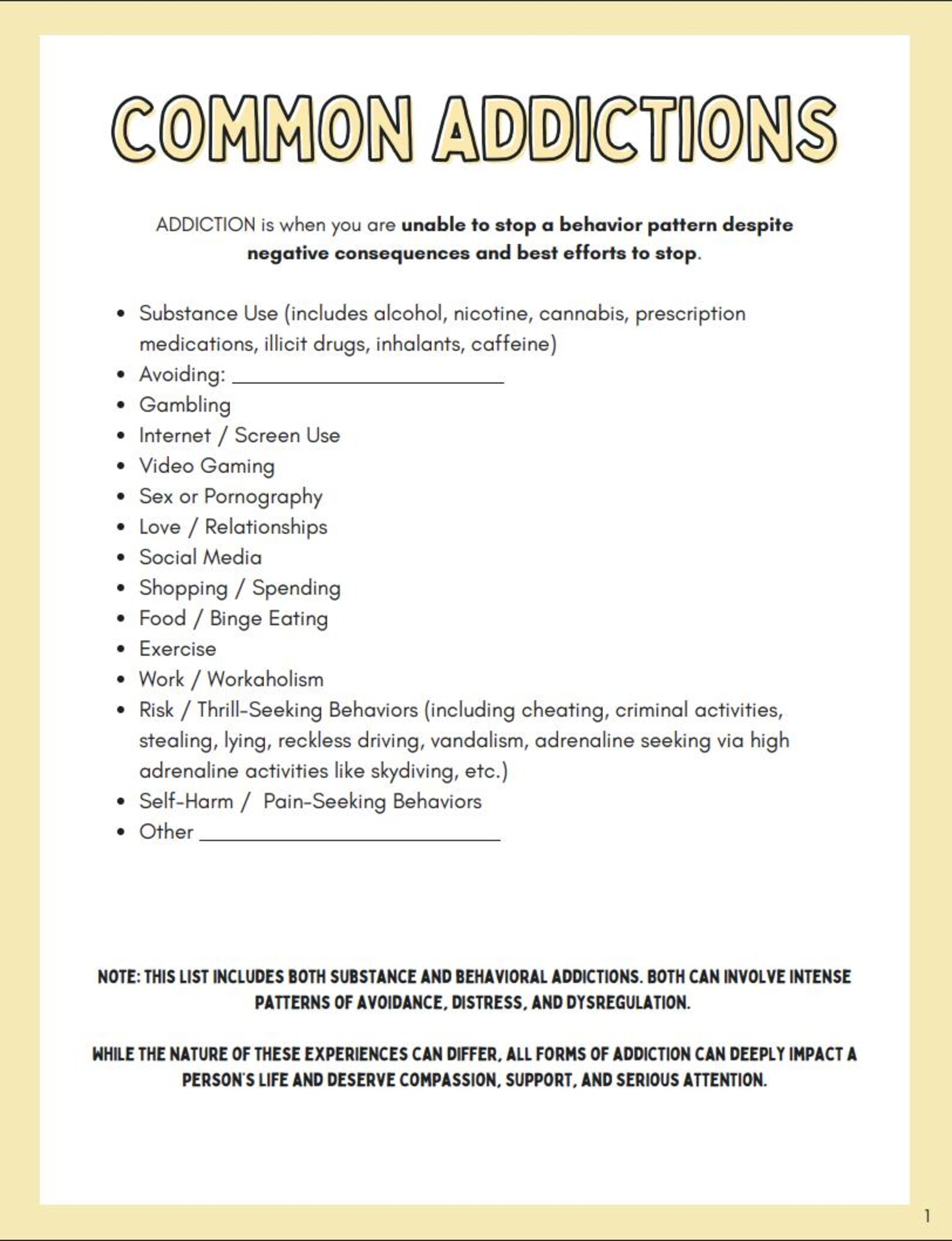 Redesigned DBT Addiction Module Therapy Handout - Etsy