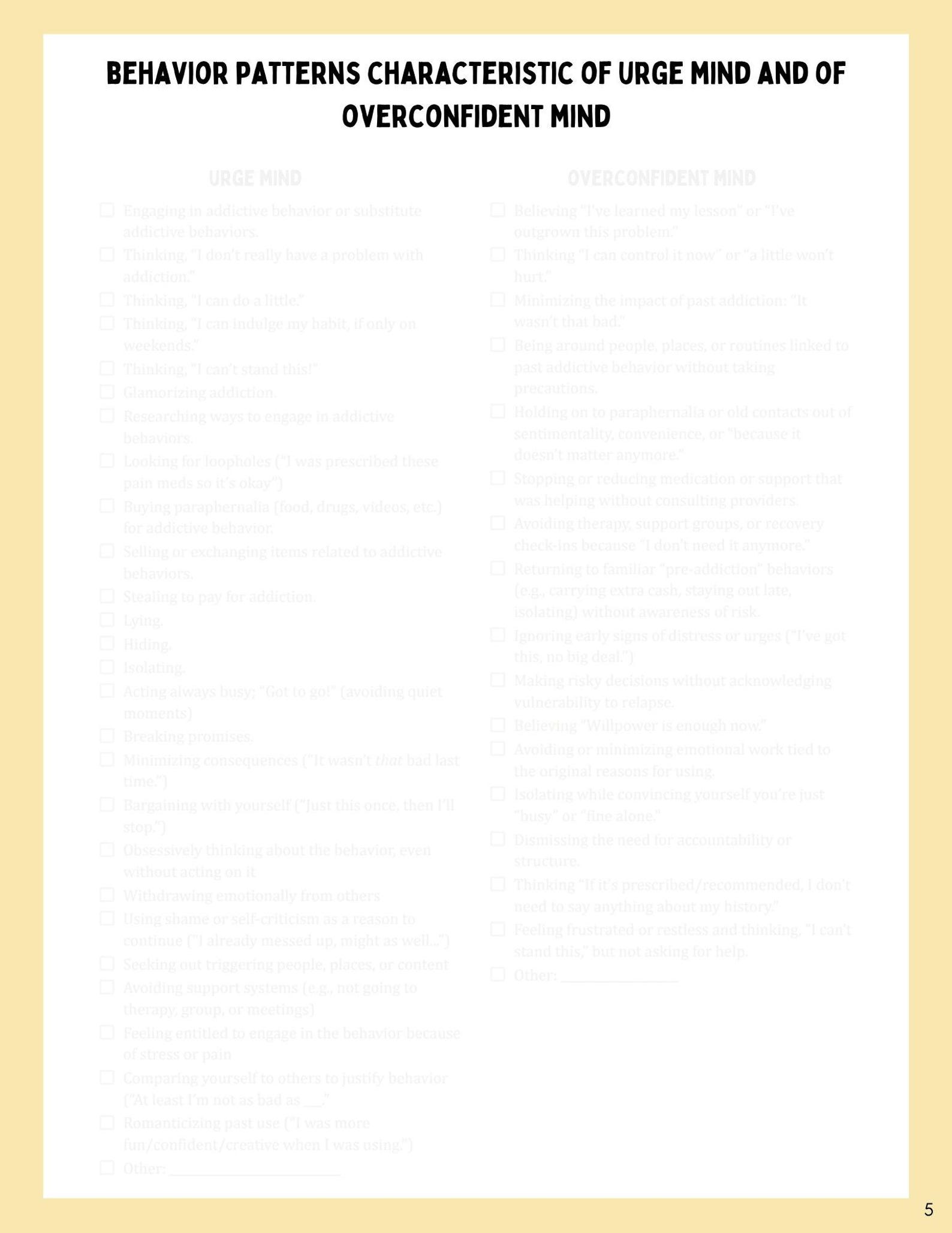 Redesigned DBT Addiction Module Therapy Handout - Etsy