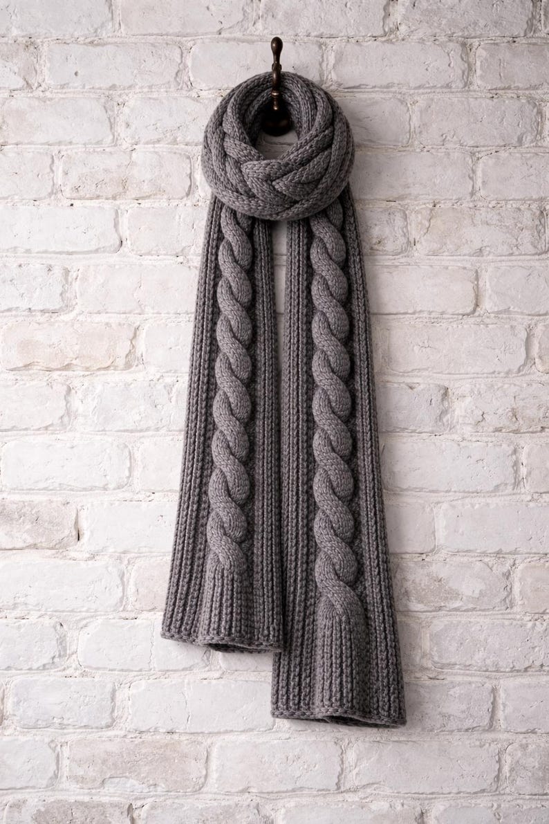 Braided Cable Knit Scarf Pattern | Chunky Bulky Wool PDF Tutorial ...