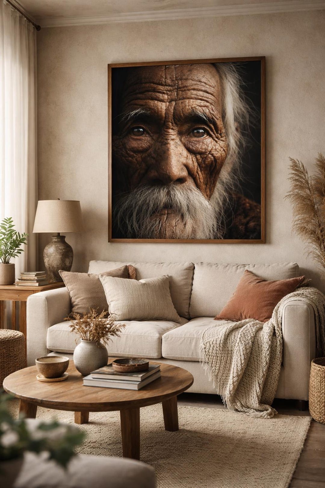 Himalayan Sage Portrait - Realistic Mountain Man Art, Wise Elder ...