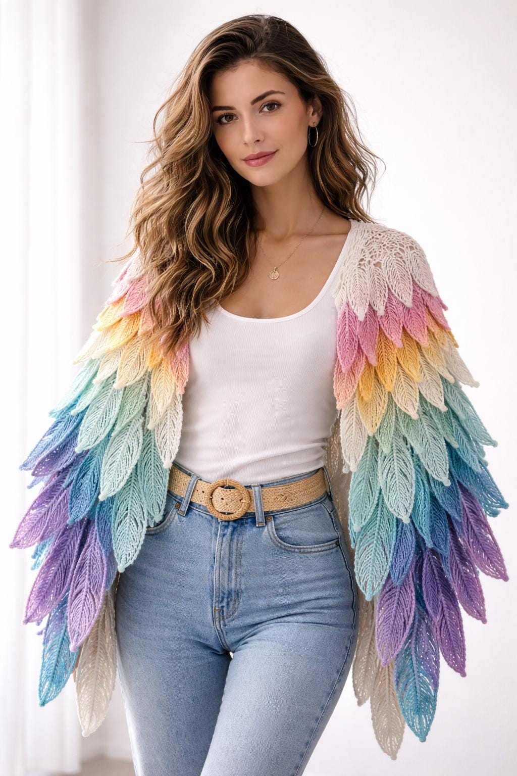 Rainbow Phoenix Wing Shrug Knit Pattern: Festival DIY (digital ...