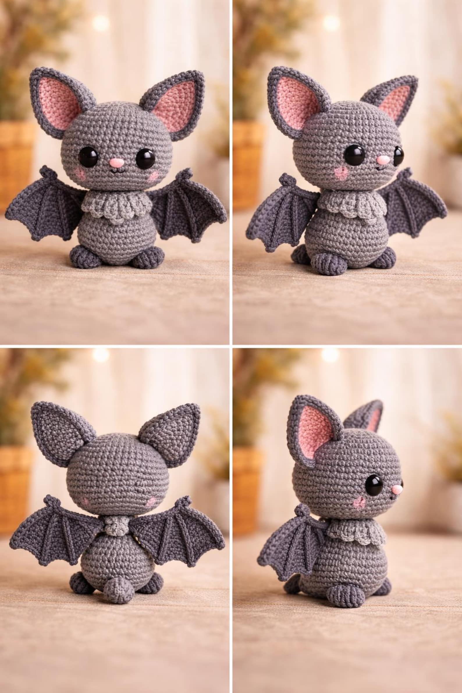 Kawaii Bat Pattern Multilingual Amigurumi Tutorial, Gothic Plushie DIY ...