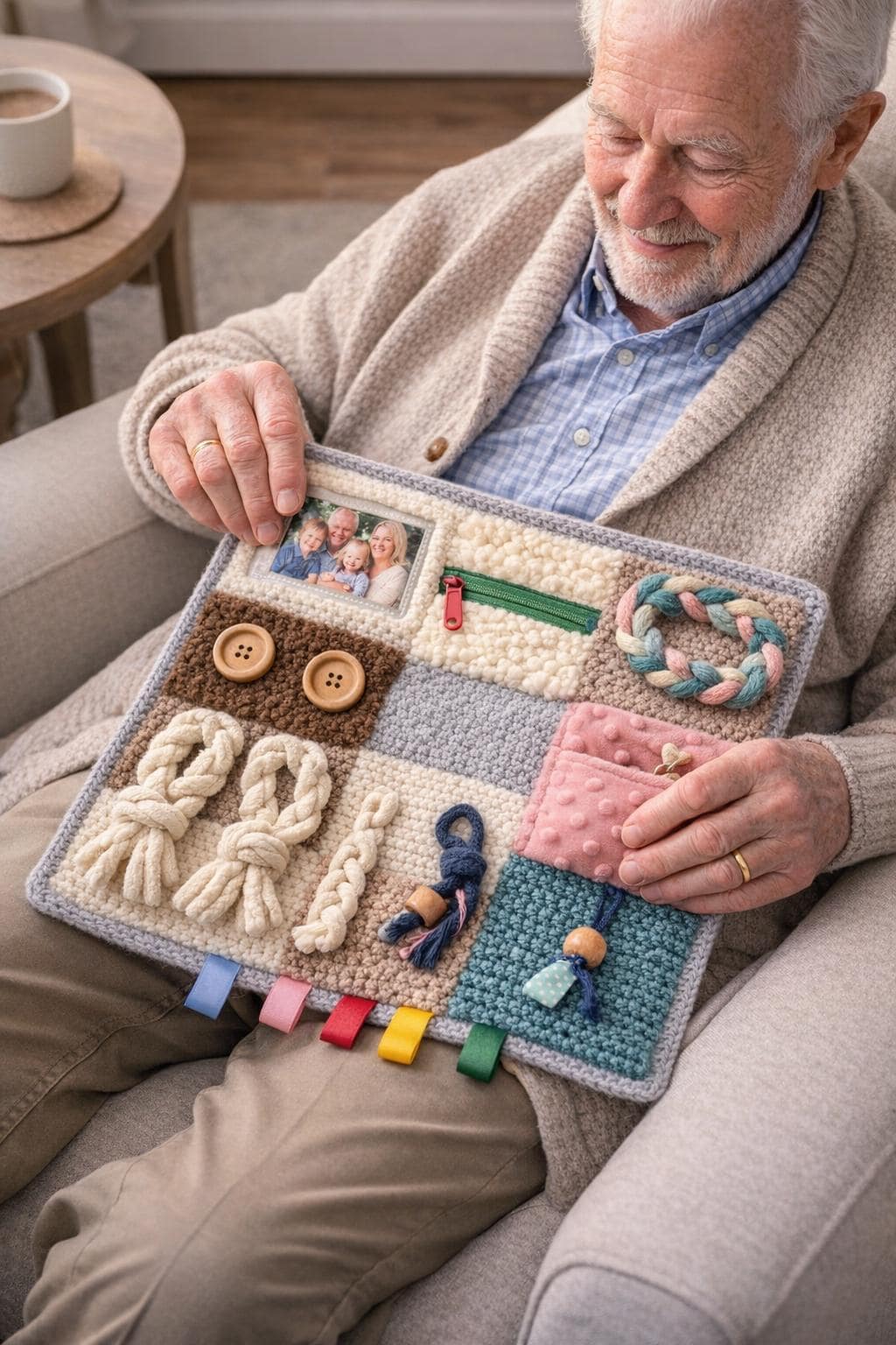 Fidget Lap Blanket Knitting Pattern | Sensory Therapy Mat, Dementia ...