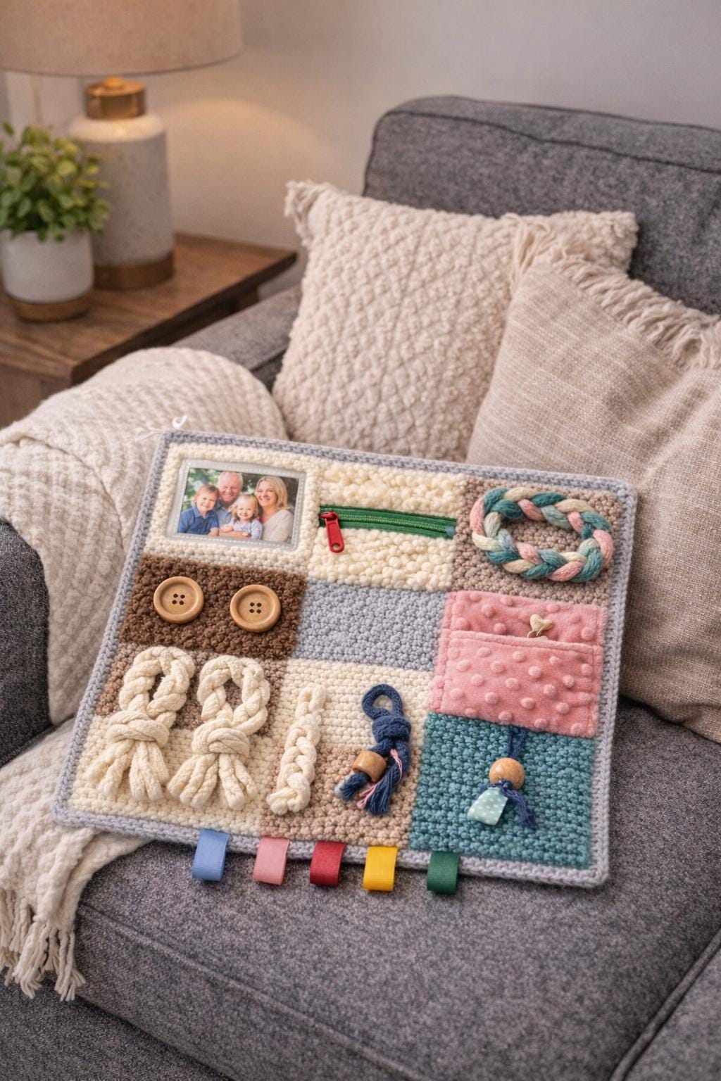Fidget Lap Blanket Knitting Pattern | Sensory Therapy Mat, Dementia ...