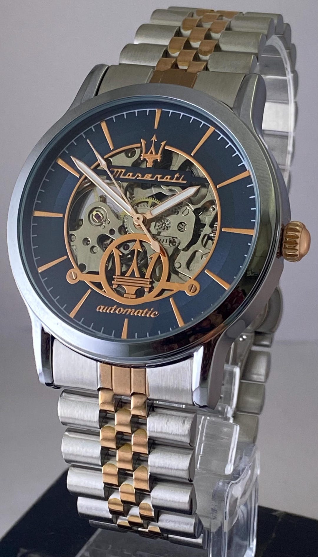 Classic Look Maserati Epoca Grey Skeleton Dial, Automatic Watch Dual ...