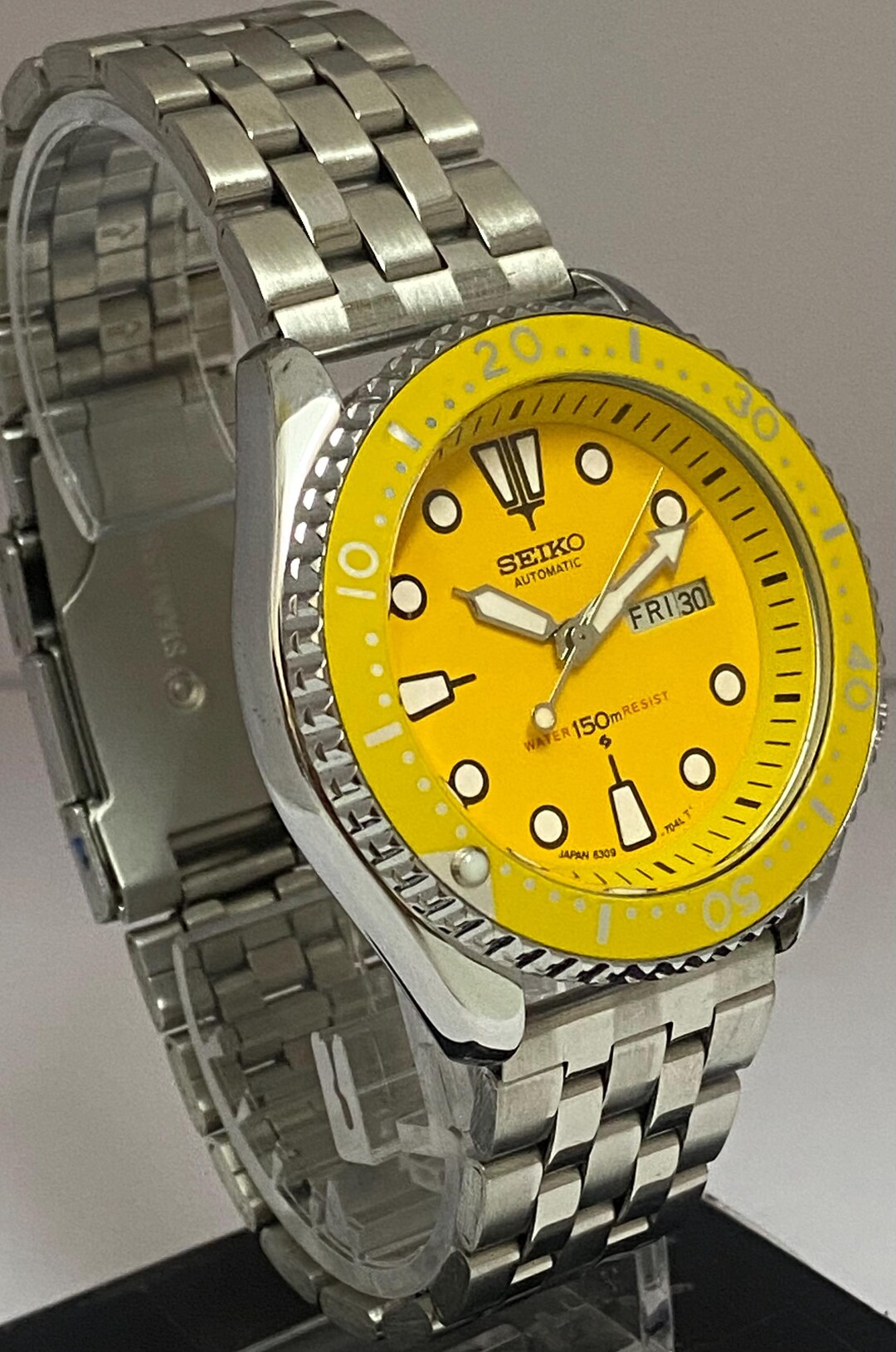Vintage Seiko Diver Watch, Yellow Dial Automatic Day/date - Etsy
