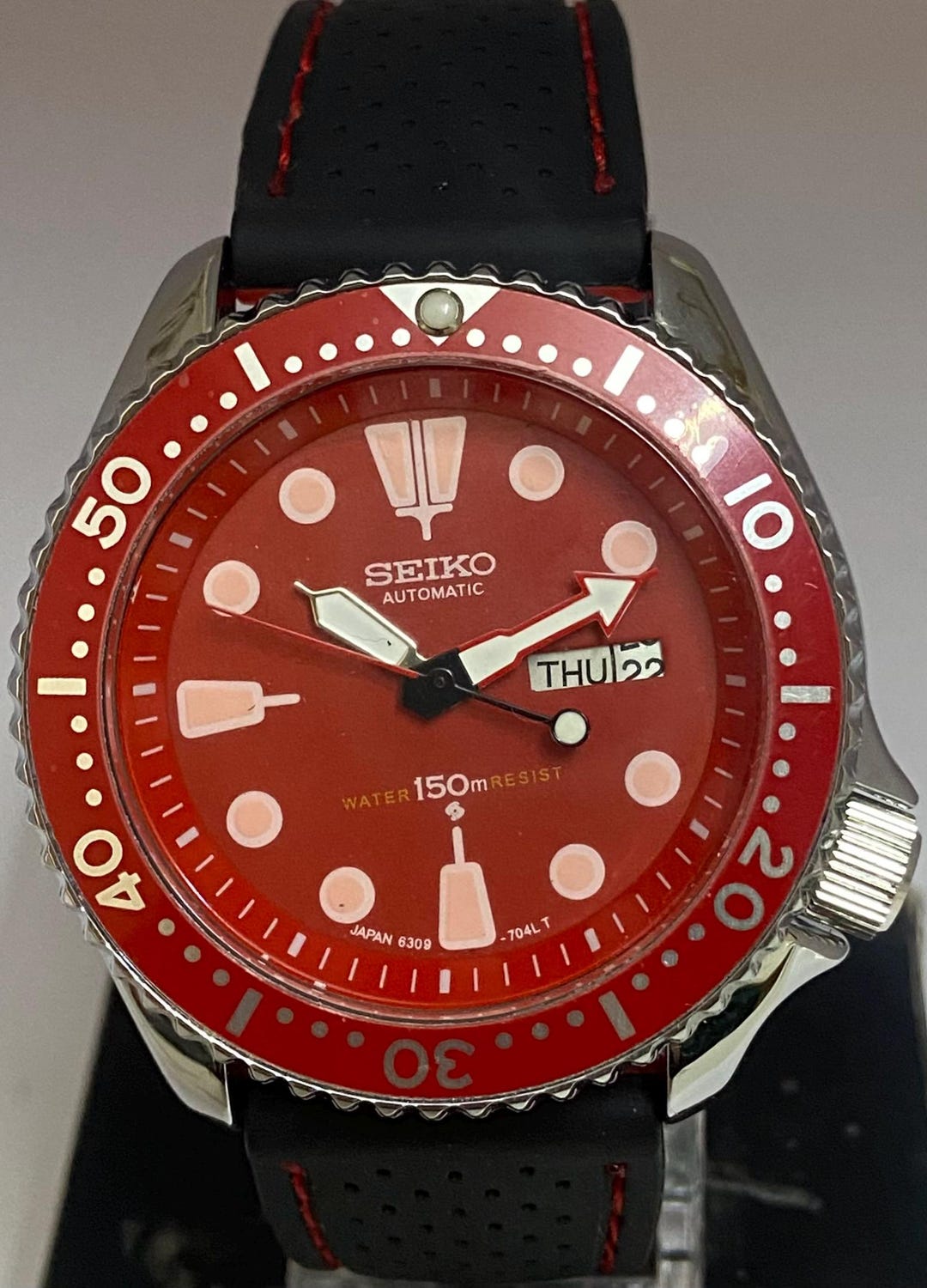 Vintage Seiko Diver Watch, Red Dial Automatic, Day/date, 17 Jewels - Etsy