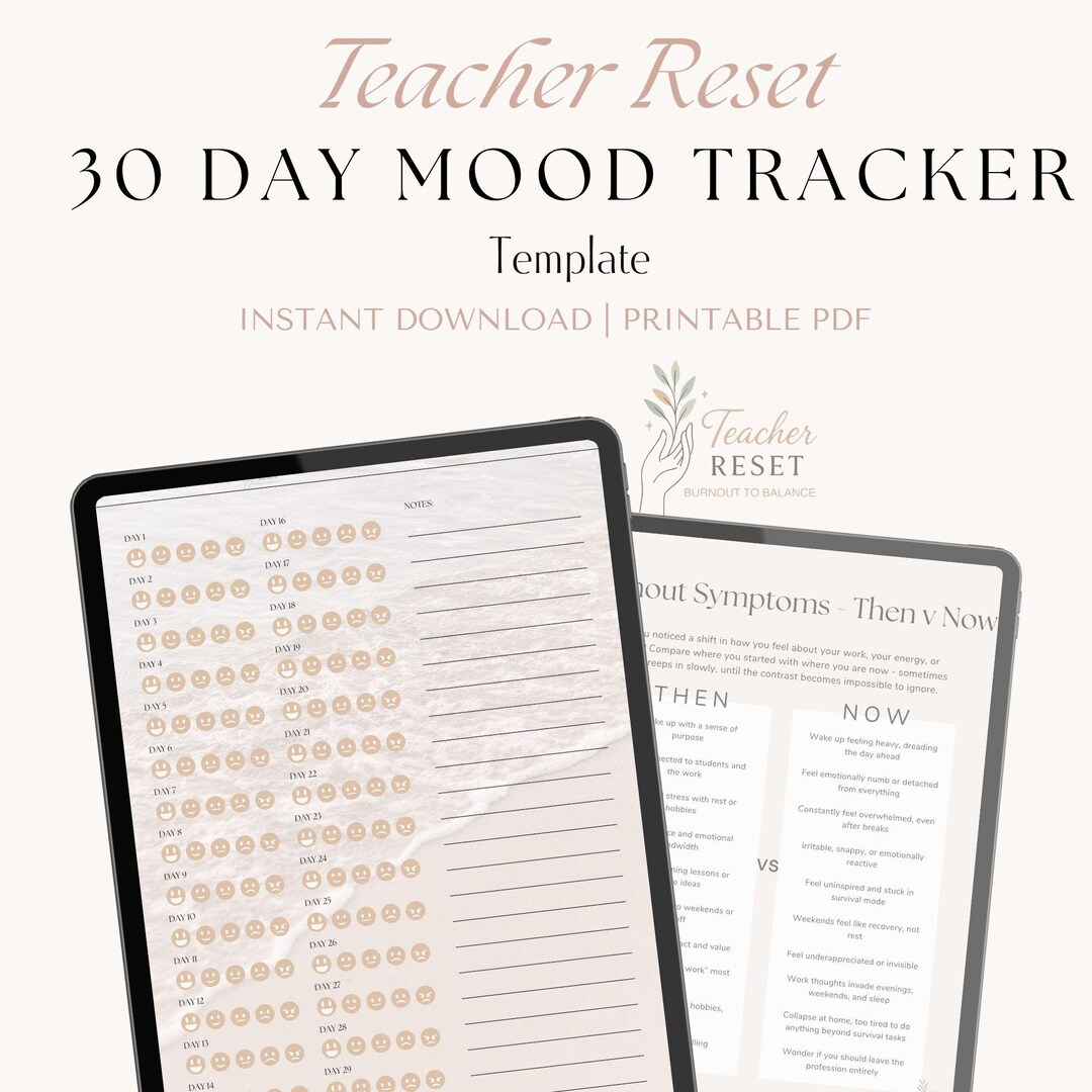 30 Day Mood Tracker | Teacher Reset Printable (PDF) - Etsy