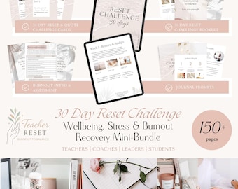 Teacher Burnout Recovery Workbook and Mini-bundle: 30-day Reset ...