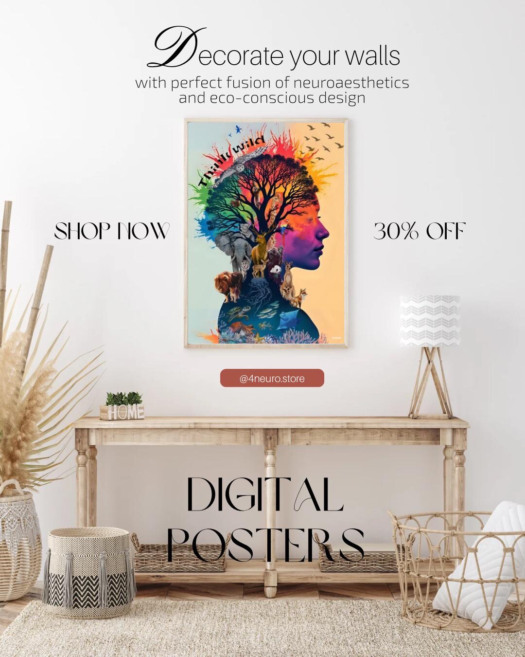 Think Wild Brain-tree Wall Art Print: Neuroscience & Nature Fusion ...