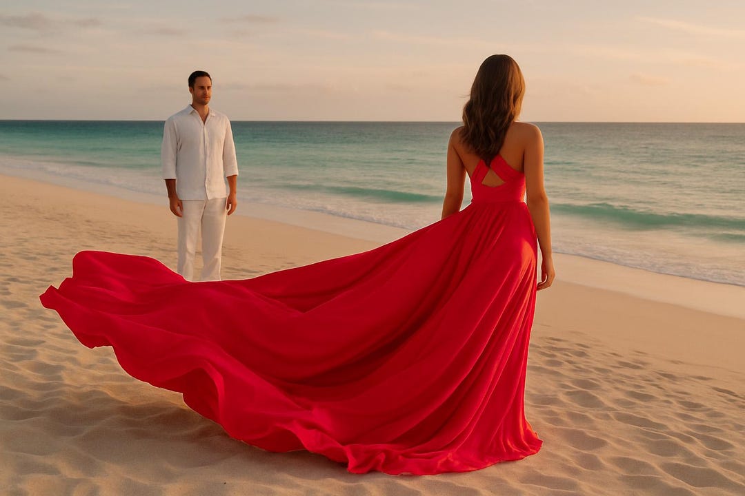 Long Flying Dress for Photoshoot Berry Pink Flying Dress for Couple ...