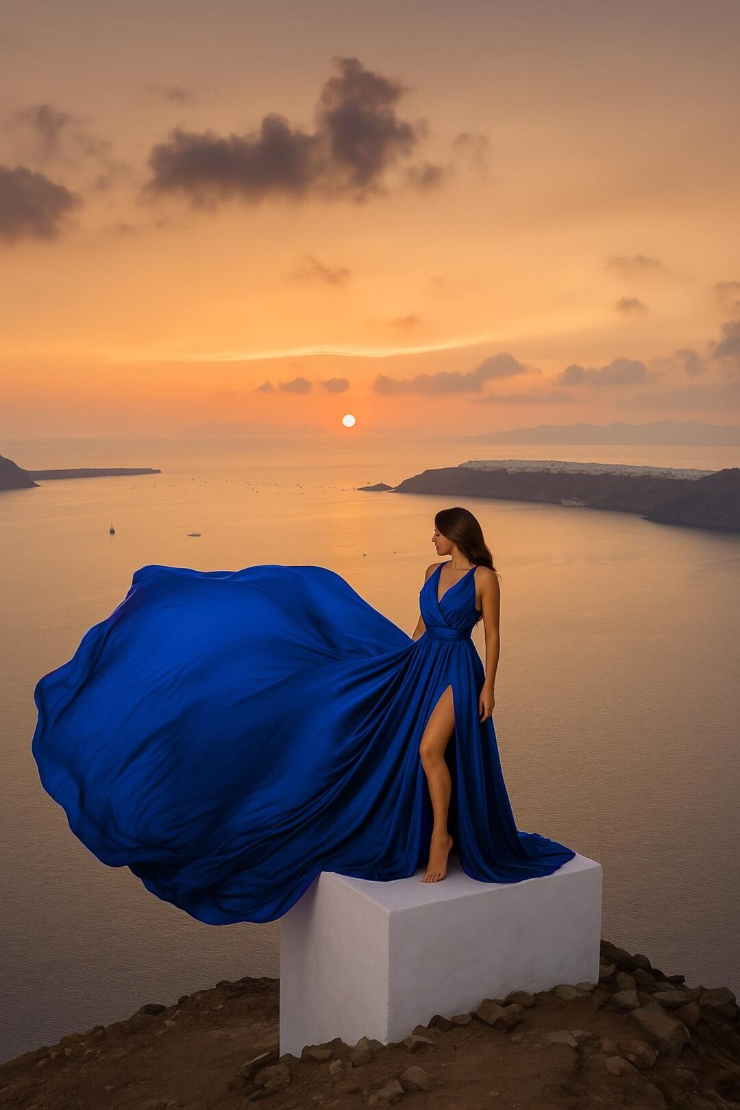 Electric Blue Satin Flying Dress, Custom Train Gown - Etsy