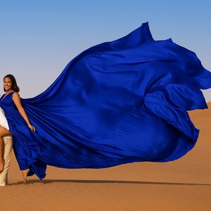Electric Blue Satin Flying Dress, Custom Train Gown - Etsy
