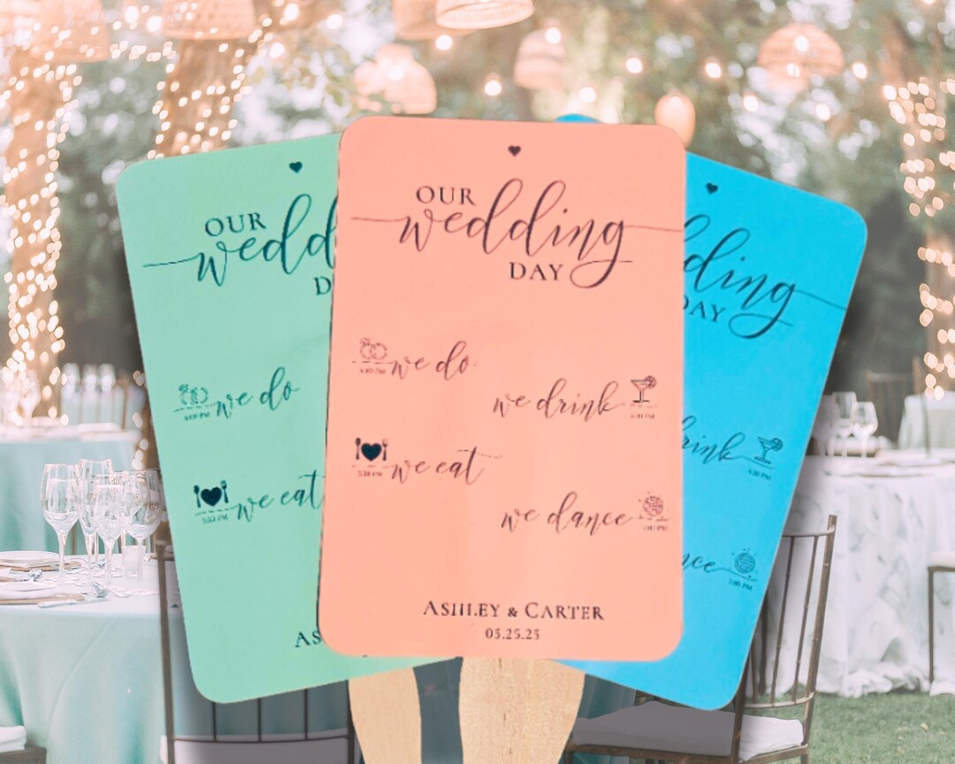Custom Wedding Fan Programs • Colorful Timeline Fans • Personalized ...