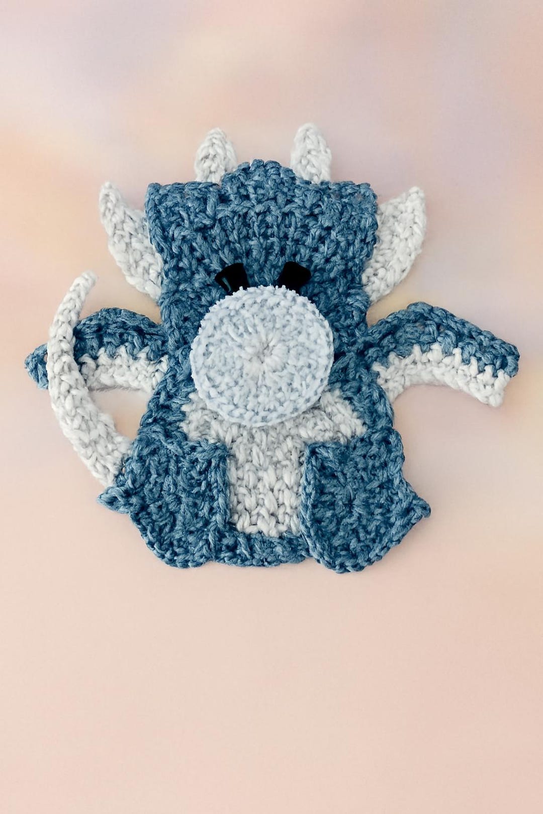 Handmade Crochet Dragon Pattern, Cute Blue Dragon With White Accents ...