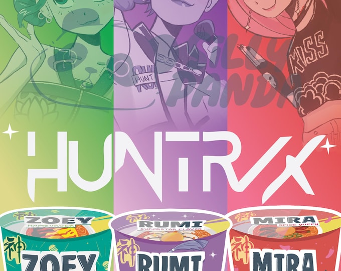 Huntrx Ramen Poster/ Rumi Zoey Mira/ KPOP Demon Hunters / Digital Art ...