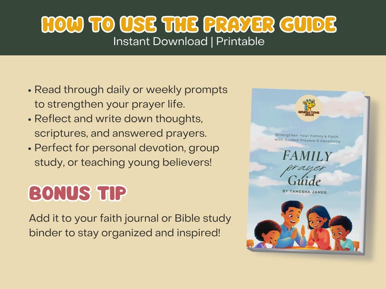 Family Prayer Guide Printable: Christian Bible Study Journal (instant ...