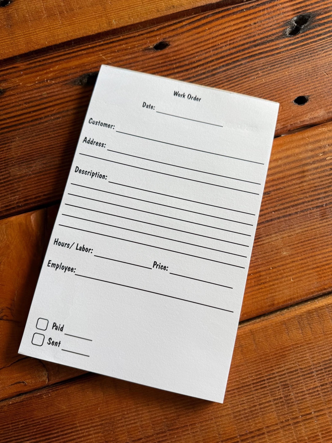Work Order Template | Printable Job Sheet for Contractors, Plumbers ...