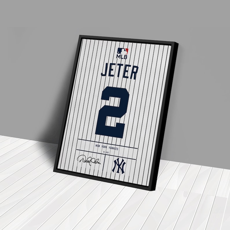 Derek Jeter Jersey Art New York Yankees MLB Wall Art Home Decor Hand ...