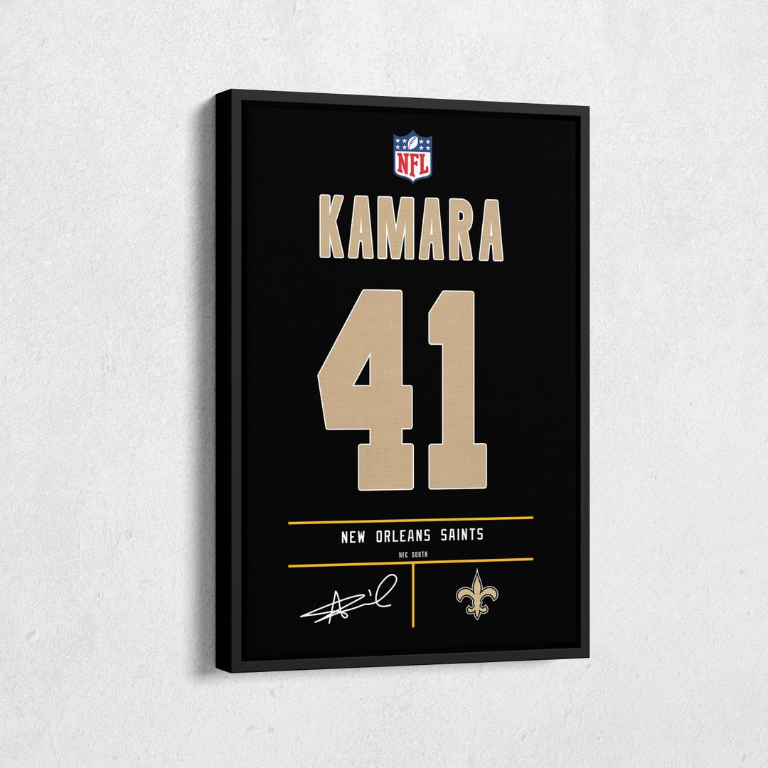 Alvin Kamara Jersey Art New Orleans Saints NFL Wall Art Home Decor Hand ...