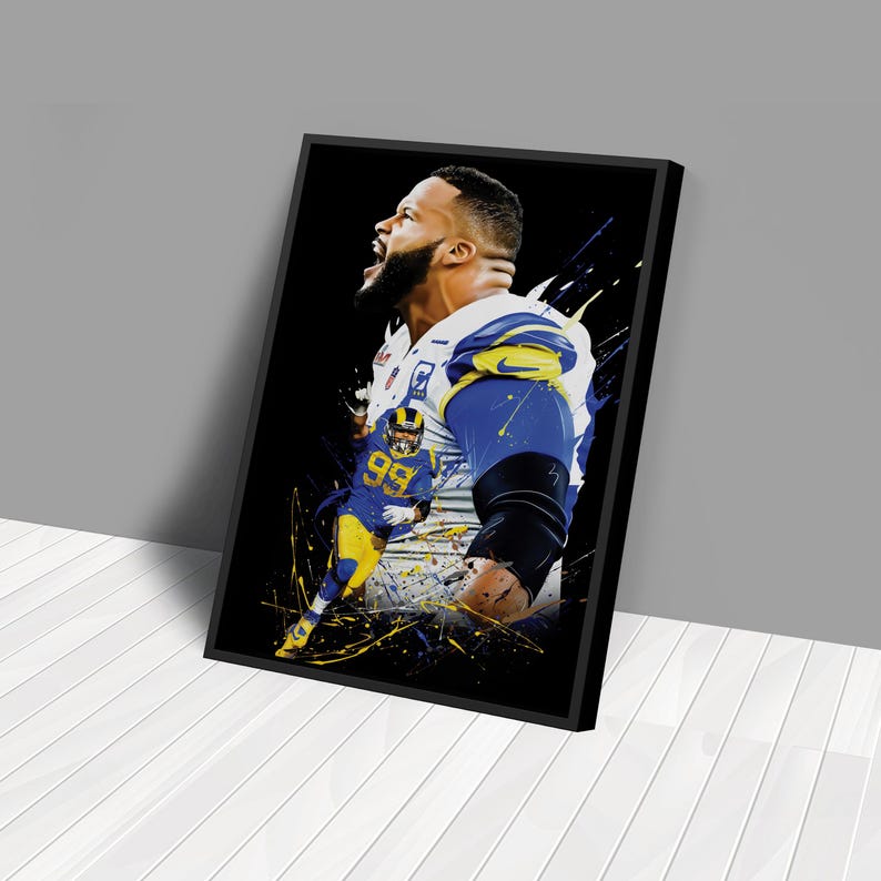 Aaron Donald Poster Los Angeles Rams NFL Artwork Framed Poster Wall Art ...