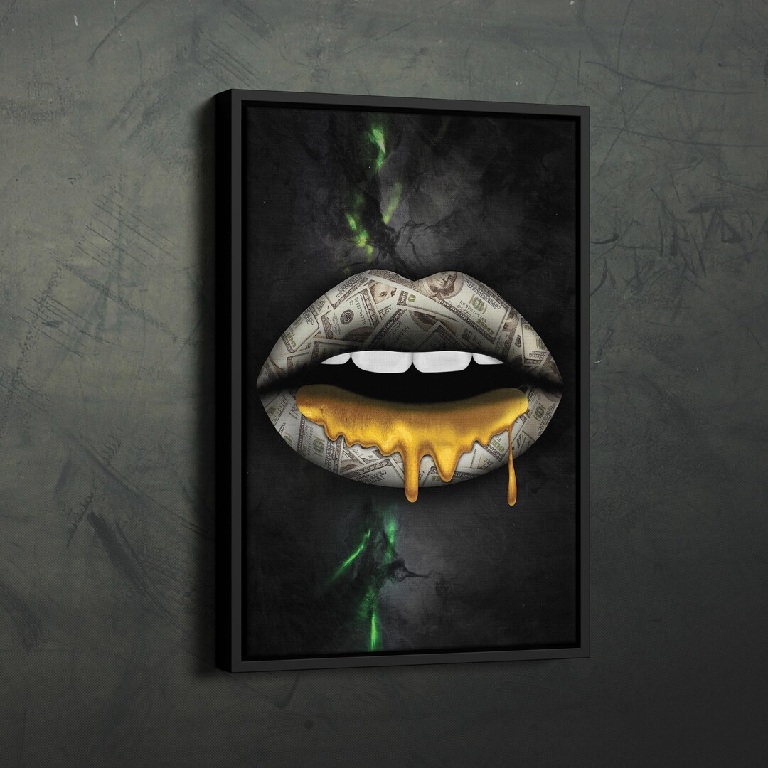 Gold Lips Dollar Poster Wall Art Home Decor Hand Made Canvas Print - Etsy