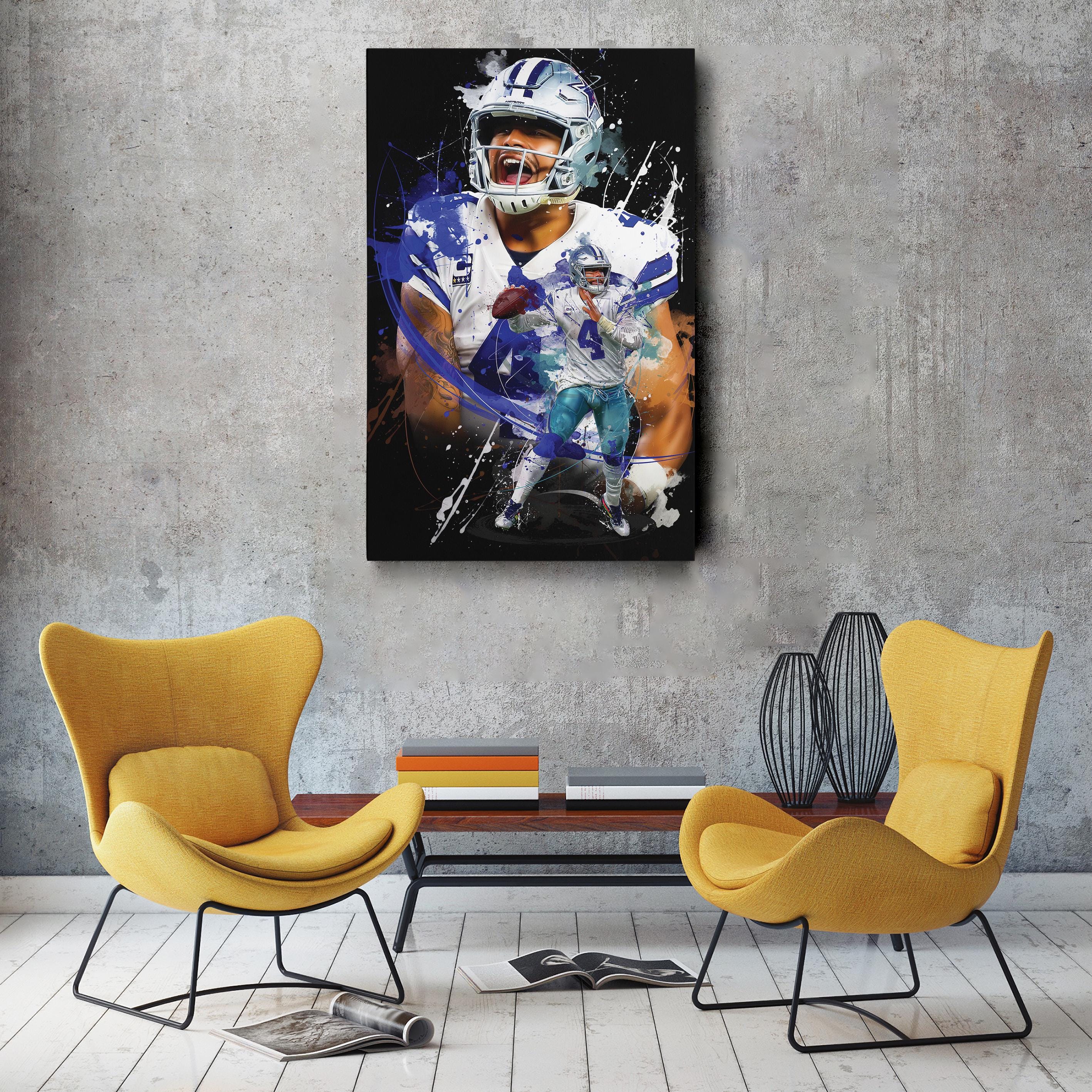Dak Prescott Poster Dallas Cowboys NFL Artwork Framed Wall Art Canvas ...