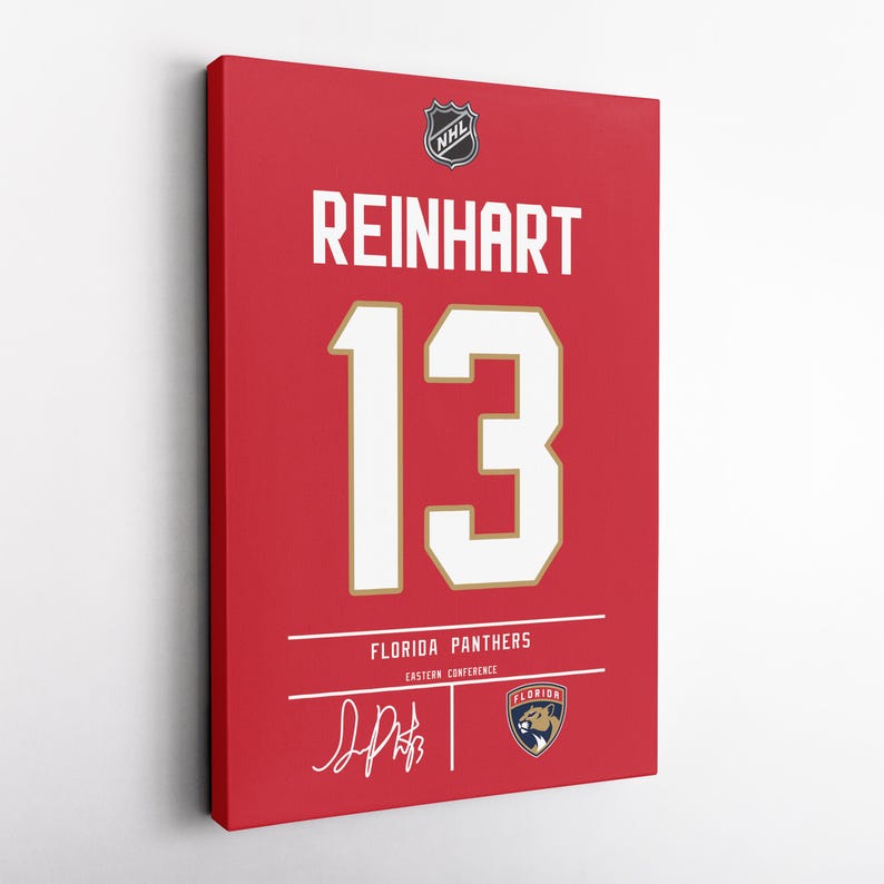 Sam Reinhart Jersey Art Florida Panthers NHL Wall Art Home Decor Hand ...