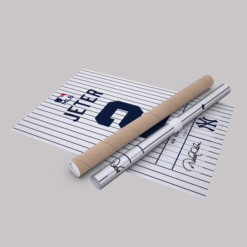 Derek Jeter Jersey Art New York Yankees MLB Wall Art Home Decor Hand ...