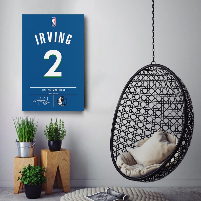 Kyrie Irving Jersey Art Dallas Mavericks NBA Wall Art Home Decor Hand ...