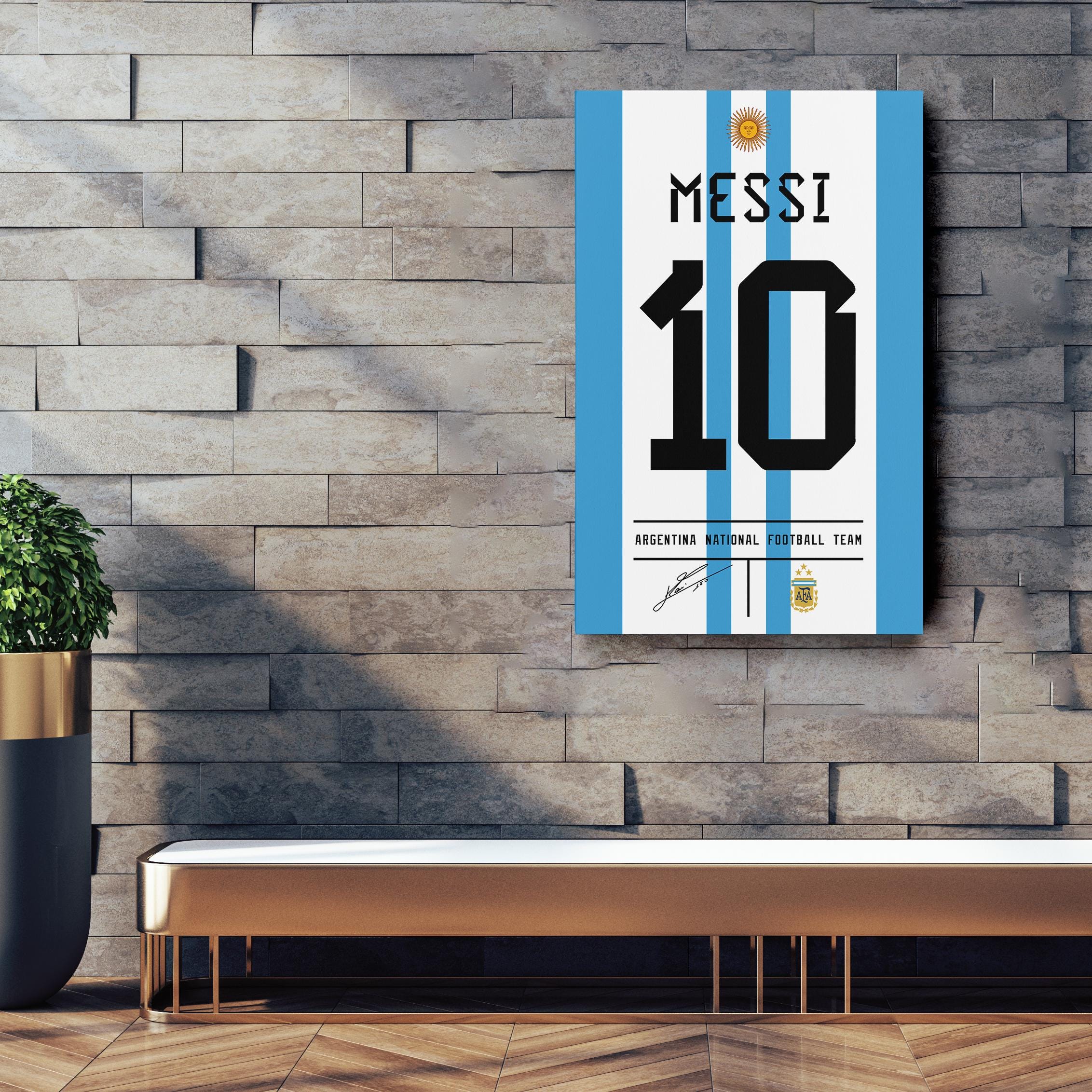 Lionel Messi Jersey Art Argentina Soccer Wall Art Home Decor Hand Made Poster Canvas Print - Etsy
