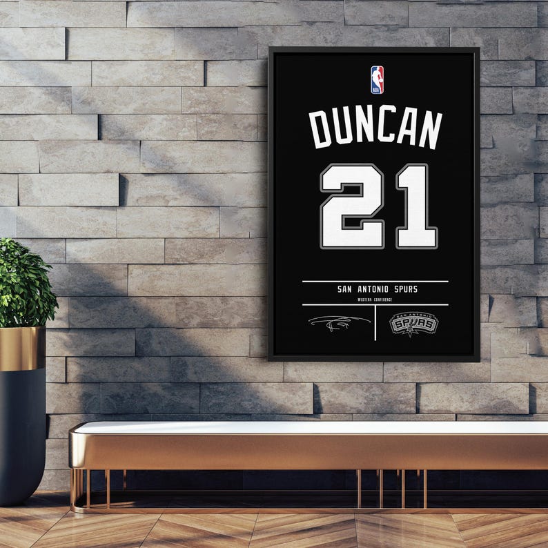 Tim Duncan Jersey Art San Antonio Spurs NBA Wall Art Home Decor Hand ...
