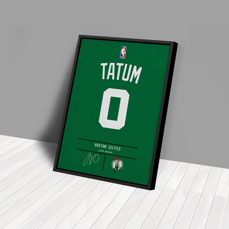 Jayson Tatum Jersey Art Boston Celtics NBA Wall Art Home Decor Hand ...