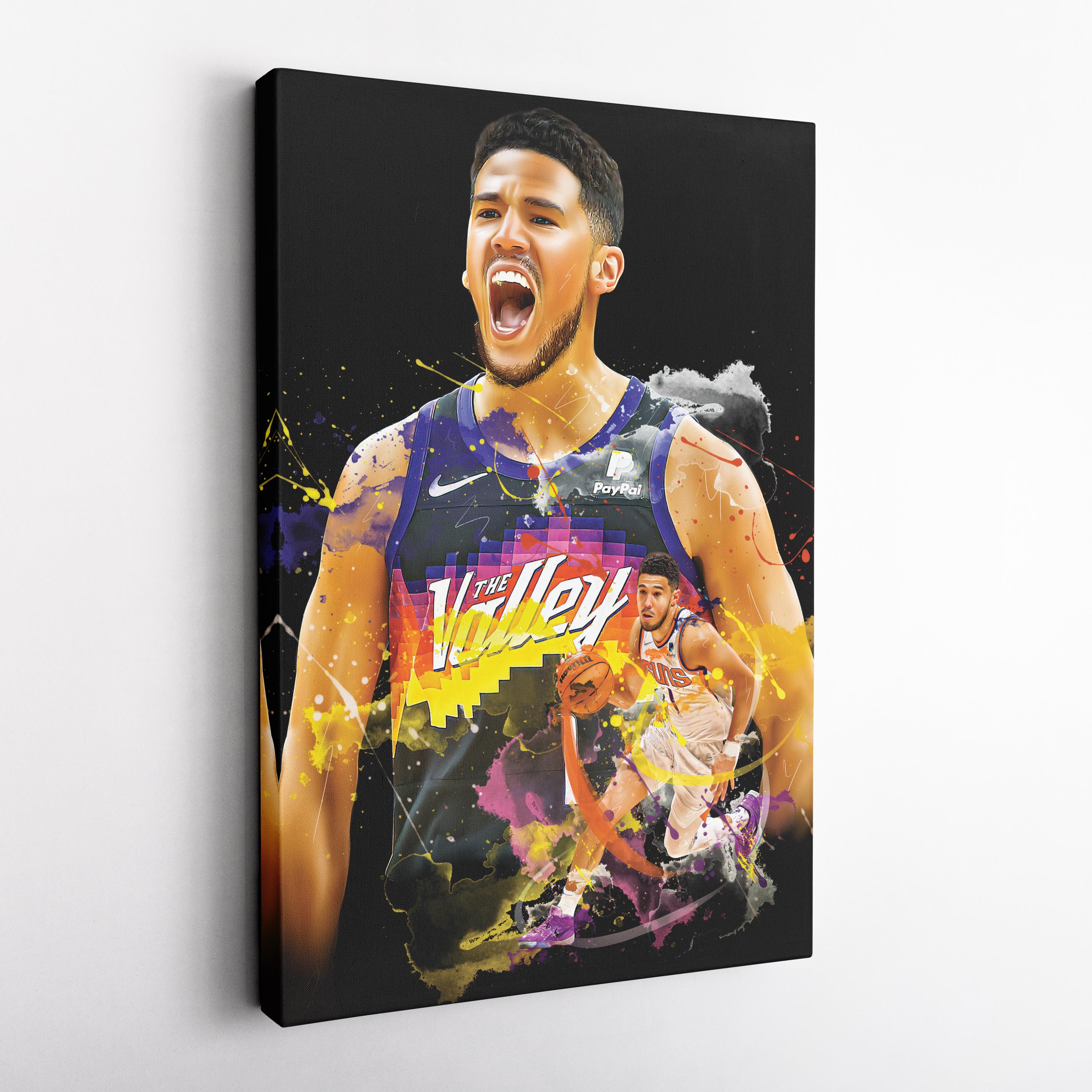 Devin Booker Poster Phoenix Suns NBA Artwork Framed Wall Art Canvas ...