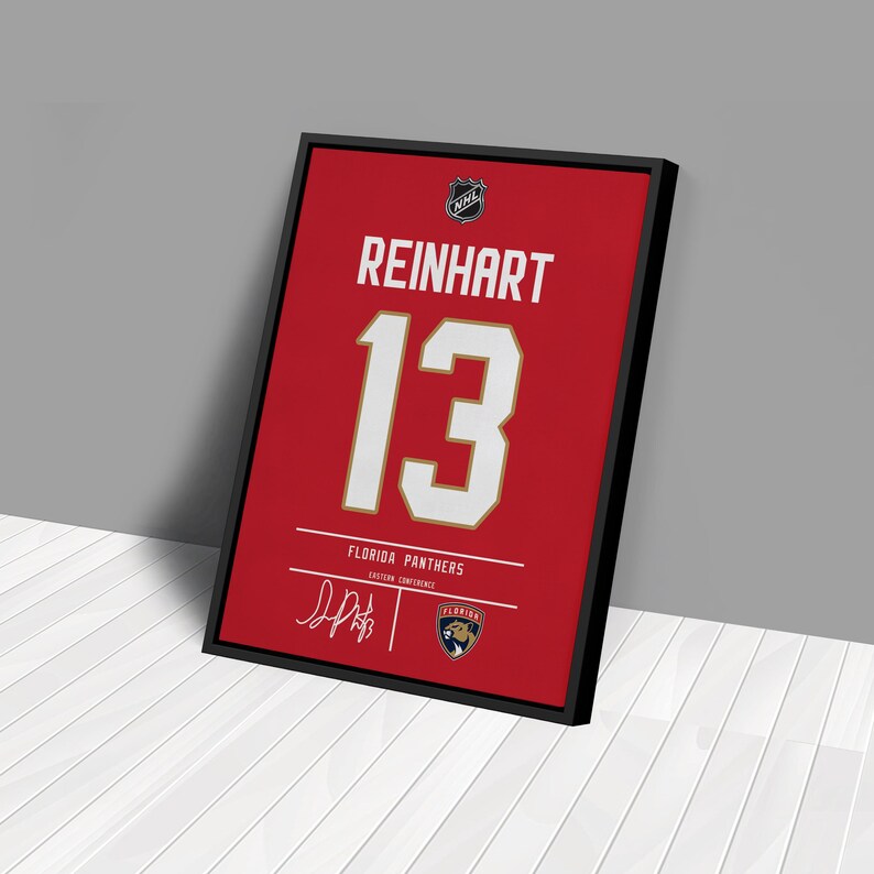 Sam Reinhart Jersey Art Florida Panthers NHL Wall Art Home Decor Hand ...