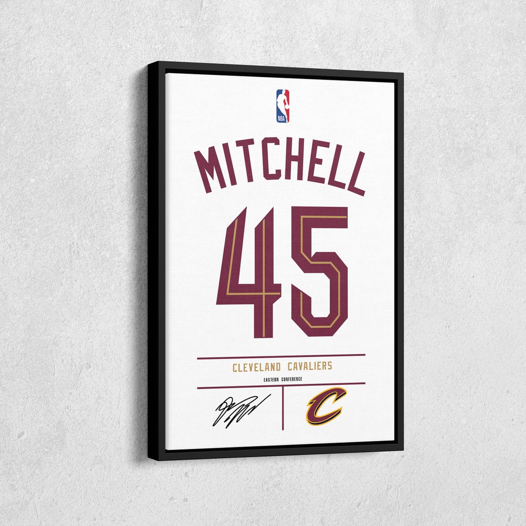 Donovan Mitchell Cleveland Cavaliers Jersey Art, NBA Wall Decor, Framed ...
