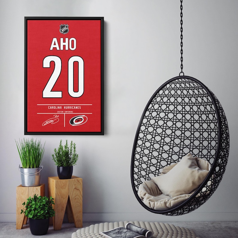 Sebastian Aho Jersey Art Carolina Hurricanes NHL Wall Art Home Decor ...